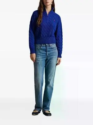 Polo Ralph Lauren Cable-knit Quarter-zip Sweater - Blue