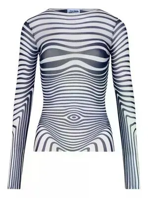 JEAN PAUL GAULTIER Long-sleeve Top With Morphing Stripes - White