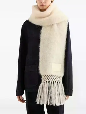 JIL SANDER Logo-patch Fringed Scarf