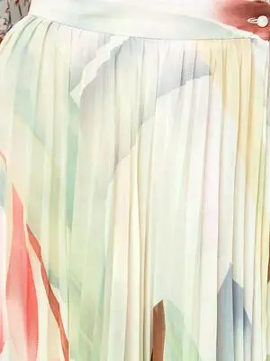 Etro Pleated Maxi Skirt With Foliage Print