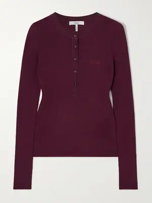 Chloé Ribbed Wool Sweater With Silk Trim