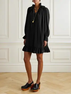 Chloé Organic Silk-crepe Ruffled Mini Dress