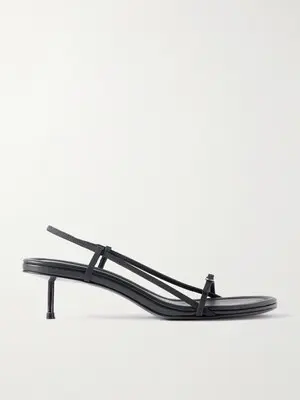 ST. AGNI Petite Belt Recycled-twill And Leather Slingback Sandals - Black