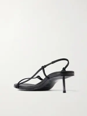 ST. AGNI Petite Belt Recycled-twill And Leather Slingback Sandals - Black