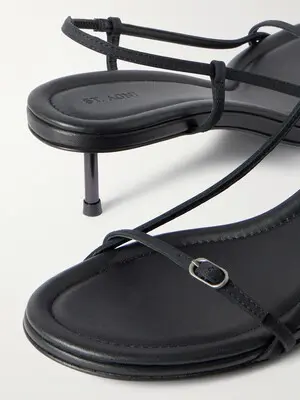 ST. AGNI Petite Belt Recycled-twill And Leather Slingback Sandals - Black