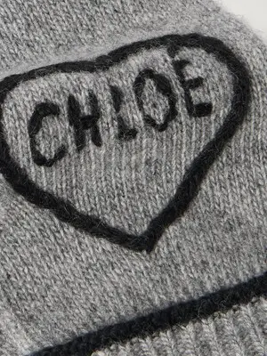 Chloé Embroidered Wool And Cashmere-blend Gloves - Gray