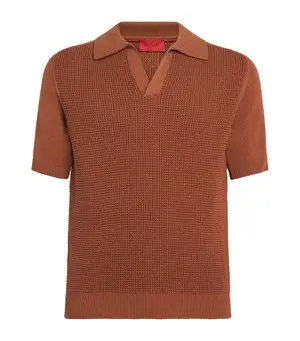 Isaia Silk-cotton Knit Polo Shirt - Brown