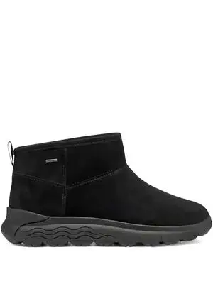 Geox Suede Ankle Boots With Pull Tab - Black