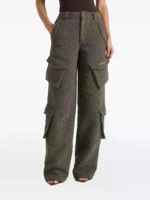 Manière De Voir High-waisted Boucle Denim Cargo Trousers