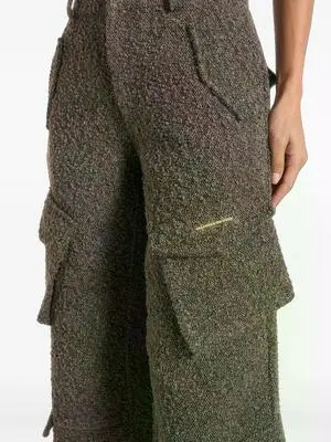 Manière De Voir High-waisted Boucle Denim Cargo Trousers