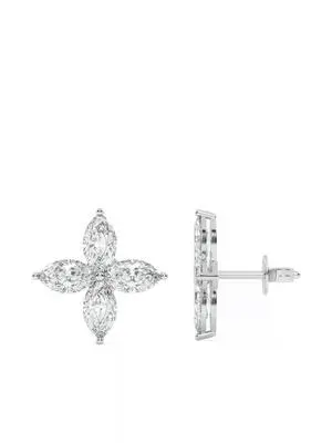 TILLA 14kt Gold Marquise-cut Diamond Cluster Earrings - Silver