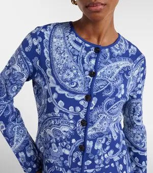 Etro Paisley Cropped Jacquard Cardigan