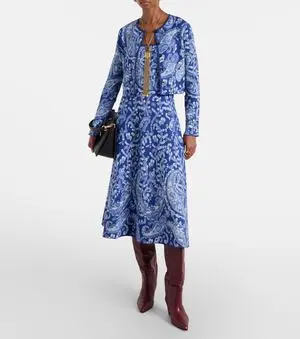 Etro Paisley Cropped Jacquard Cardigan