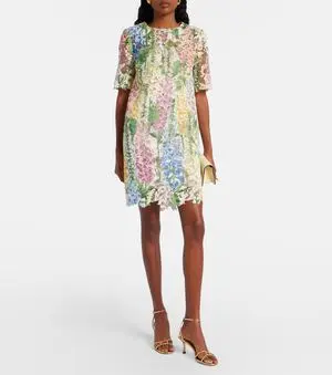 Oscar De La Renta Floral Lace Minidress