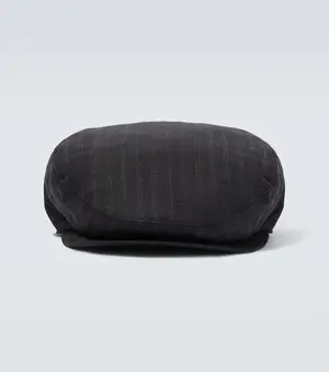 Dolce & Gabbana Striped Wool Newsboy Cap - Black