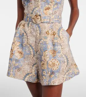 Zimmermann Daylight Printed Linen Halterneck Romper