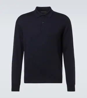 SAMAN AMEL Allen Wool Polo Sweater - Blue