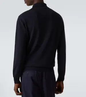 SAMAN AMEL Allen Wool Polo Sweater - Blue