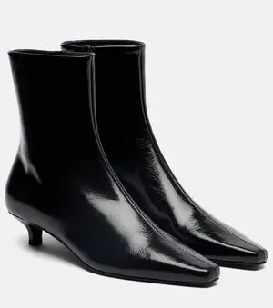 TOTEME Slim Ankle Boots With Pointed Toe And Side Zip - Black