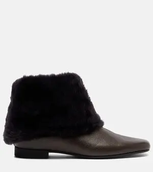 TOTEME Shearling-lined Leather Ankle Boots - Brown