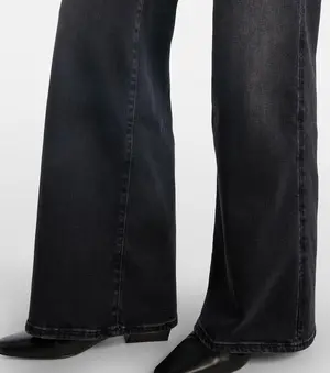 7 For All Mankind Lotta High-rise Wide-leg Jeans - Black