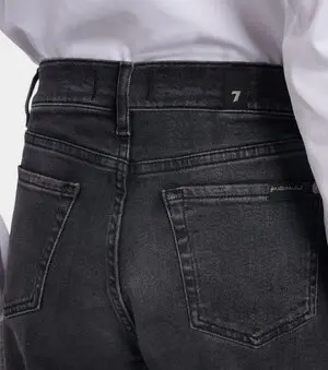 7 For All Mankind Lotta High-rise Wide-leg Jeans - Black
