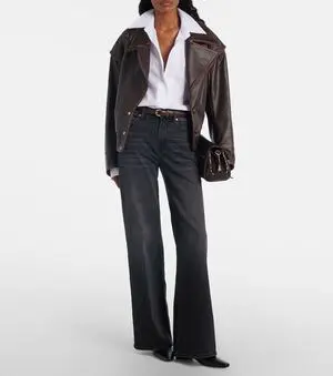 7 For All Mankind Lotta High-rise Wide-leg Jeans - Black
