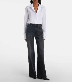 7 For All Mankind Lotta High-rise Wide-leg Jeans - Black