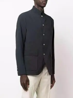 Eleventy Single-breasted Band Collar Jacket
