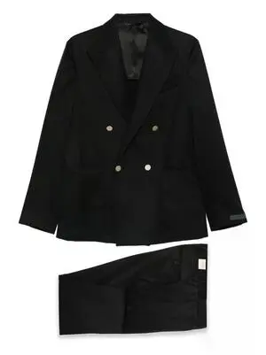 BRIGLIA 1949 Bolgheri Wool Double-breasted Suits - Black
