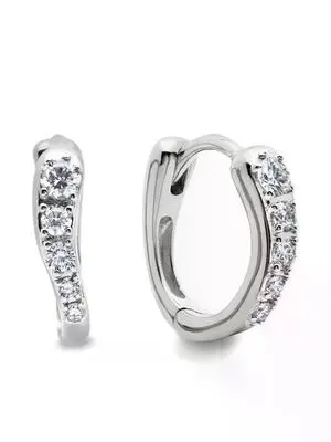Monica Vinader Tone Diamond Embellishment Huggie Earrings - Silver
