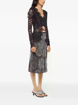 Rabanne Lace Long-sleeve Blouse - Black
