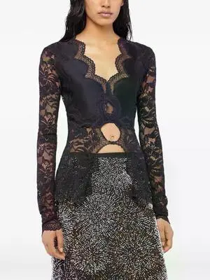 Rabanne Lace Long-sleeve Blouse - Black