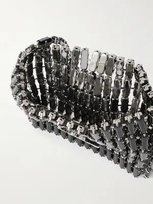 Saint Laurent Evening Micro Crystal-embellished Chainmail Shoulder Bag - Black