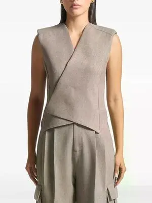 Manière De Voir Textured Tailored Wrap Waistcoat - Neutrals