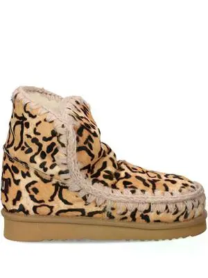 Mou Animal-print Shearling Trim Ankle Boots