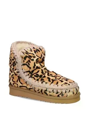 Mou Animal-print Shearling Trim Ankle Boots