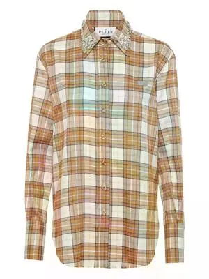 Philipp Plein Checked Shirt With Embellished Collar