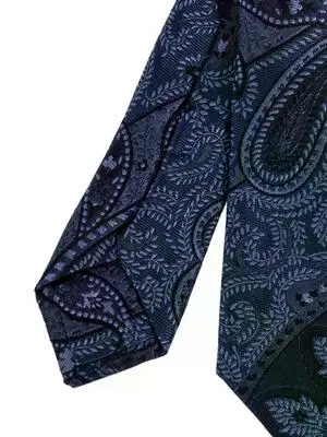 Etro Paisley Patterned Silk Neck Tie - Blue
