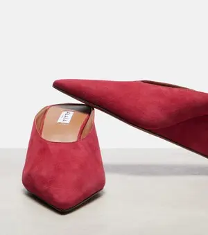 Alaïa Cube 75 Suede Wedge Mules - Red