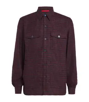 Isaia Houndstooth Overshirt - Red