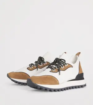 Eleventy Leather Mesh Sneakers
