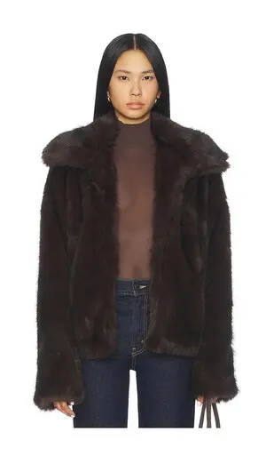 SNDYS. Leila Faux Fur Jacket - Chocolate