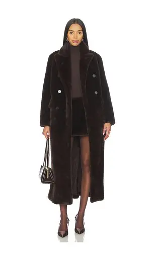SUSANNA CHOW Yvonne Faux Fur Coat - Chocolate