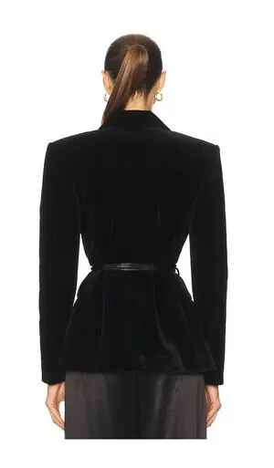 CEREN OCAK Belt Detailed Velvet Jacket