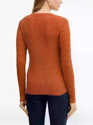 Gant Cable Knit V-neck Sweater - Orange