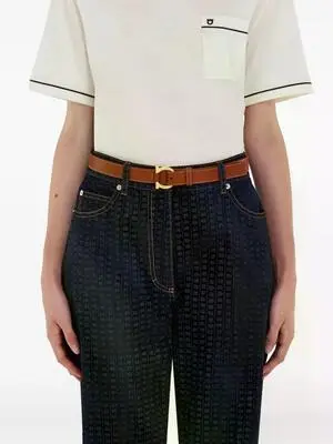 FERRAGAMO Stitched Gancini Belt - Brown