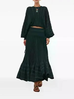 Zimmermann Teal Rebellion Midi Skirt - Green