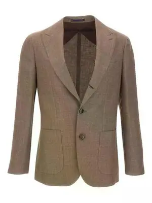 BARBA NAPOLI Peaked-lapels Buttoned Blazer - Brown