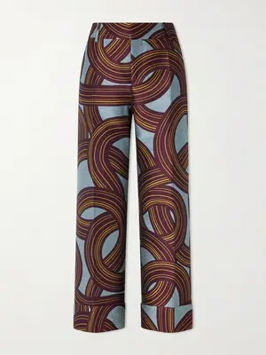 La DoubleJ Hendrix Cropped Jacquard Pants - Blue